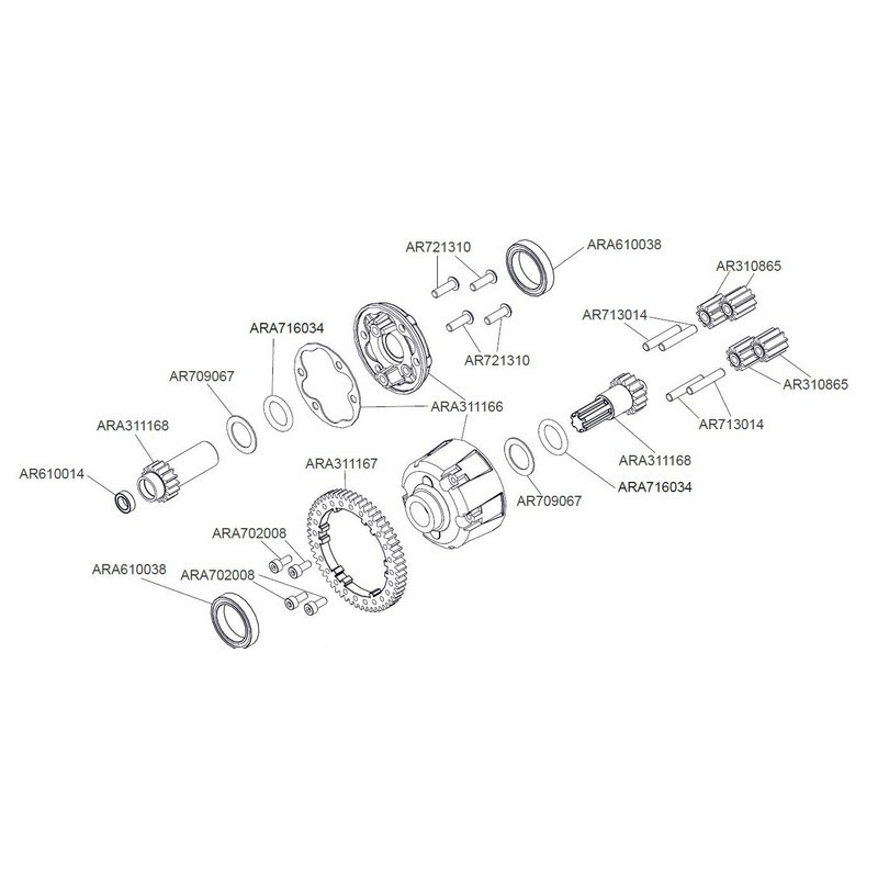 57T Metal Center Diff Set, 0.8 MOD